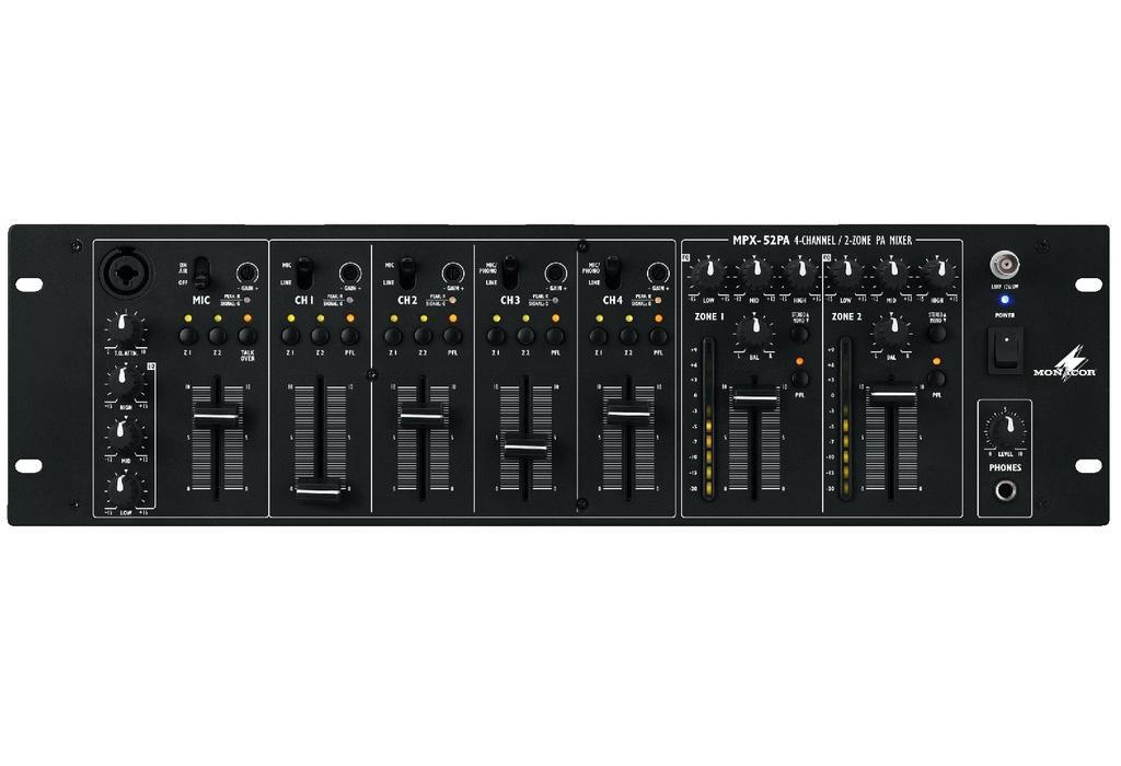 MPX-52PA 2-Zone PA Mixer With 4 Inputs
