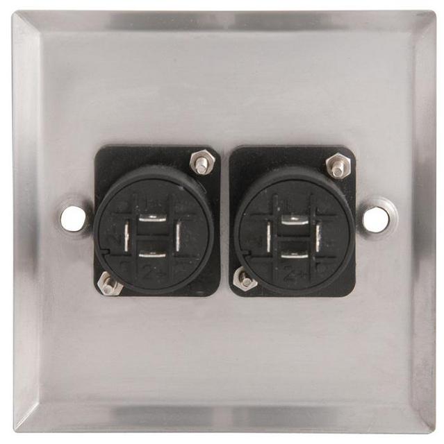Brushed Steel Dual Speakon Wall Plate 2 or 4 Pole